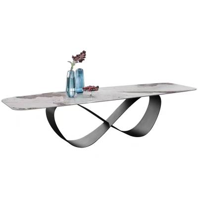 China Luxury Unique Design Steel Dining Table And Chair Marble Rectangular Modern Dining Table Set factory