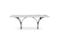 China Modern Rectangular Dining Table Set 220x100x75 cm Ceramic Marble Top with 6 Chairs for sale