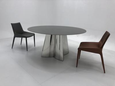 Chine Table à manger en marbre Table de table en céramique Plate en argent Base en acier inoxydable Meubles de maison à vendre