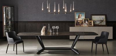 China Simple Style Light High-end Import Rectangular Ceramic Marble Dining Table for sale