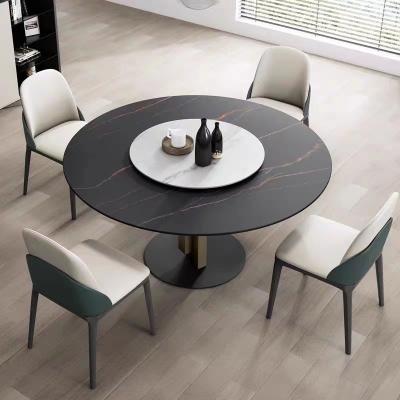 China Luxury Dining Room Furniture Stainless Steel Base Dinner Table Modern Round Ceramic Or Marble Top Dinning Table Set for sale