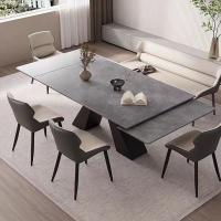 China Retractable Extendable Dining Table 160/220cm Ceramic Marble Top Steel Base for sale