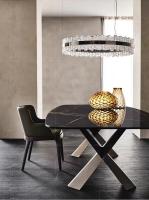 China Luxury Dining Table Rectangular Marble Table Stone Table Top With X Legs for sale