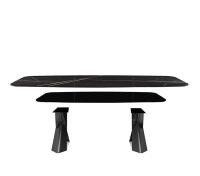 China Luxury Dining Table Rectangular Marble Table Stone Table Top With X Legs for sale