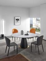 China Sintered Stone Top Metal Legs Nordic Modern Rectangular Extension Extendable Dining Table for sale