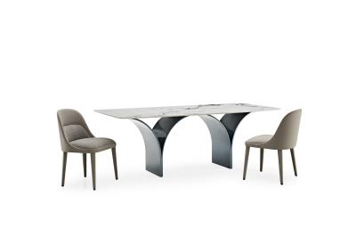Cina Tavolo da pranzo moderno di lusso in acciaio inossidabile con piano in marmo per mobili da sala da pranzo Set tavolo da pranzo in vendita