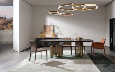 China Juego de mesas y sillas de comedor de cerámica moderna al por mayor, mesa de comedor de mármol sinterizado de 8 plazas en venta