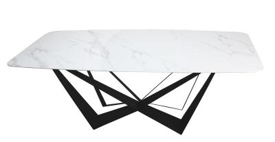 China Italian Luxury Metal Powder Coating Legs Dinner Table Modern Ceramic or Marble Top Dinning Table Set for sale