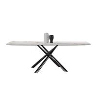 China Light Luxury Modern Stainless Steel Dining Table 180x90x75 cm Ceramic Marble Top for sale