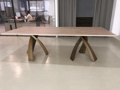 China Simple Travertine Dining Table Ceramic With Wooden Marble Stone for Home or Restaurant for sale