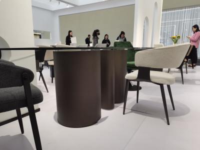 China Foshan Furniture Rectangular Glass Top Dining Table 8 Person Tables And Chairs For Dining Room for sale