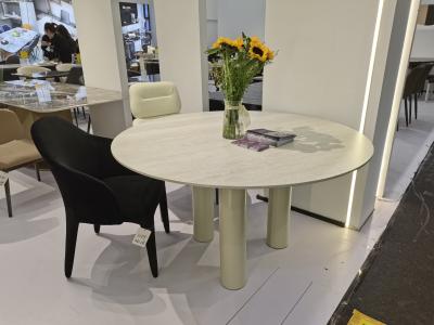 China Modern Style Stone Dinning Restaurant Tables and 4/6/8/10 Chairs Set for Dining Room Italy Round Dining Table With Chairs for sale