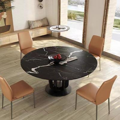 China Marble Surface Slate Sintered Stone Top Modern Bulgaria Grey Color Ceramic Table with Metal Base Dining Table Sets for sale
