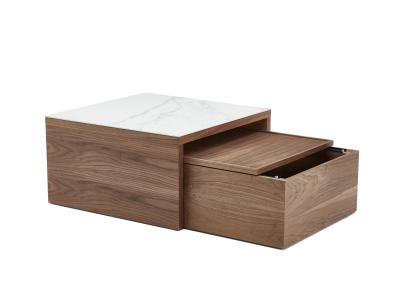 China Modern Luxury Coffee Table Set Nordic Modern Marble Top Wooden Center Table Coffee Table for Living Room for sale