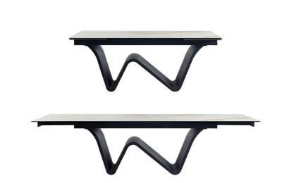 China Foshan Furniture Extendable Dining Table and Chairs Folding Modern Luxury Extendable Rectangle Sintered Stone Dining Tables Set for sale