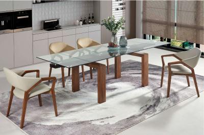 China Home Furniture Simple Elegant Modern Extendable Dining Table Folding Dining Table Chairs for sale