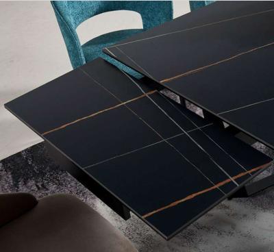 China Factory Nordic Style Rock Top Panel Tables Extendable Dinner Table Foldable Rectangular 8 Seater Dining Tables Set for sale