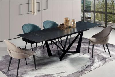 China Factory Nordic Style Rock Top Panel Tables Extendable Dinner Table Foldable Rectangular 8 Seater Dining Tables Set for sale