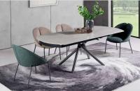China Italian Modern Extendable Dining Table 1400mm Ceramic Marble Top Stainless Steel Black Titanium Leg for sale