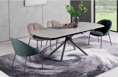 China Italian Modern Marble Ceramic Top Extendable Dinner Table Set Artificial Marble Extending Dining Table for sale