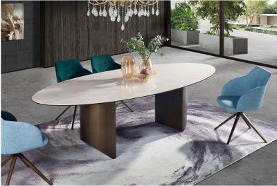 China Modern Luxury Dining Table Set Stainless Steel with Stone Top Non-Adjustable for Bar Villa Dining Room Furniture for sale