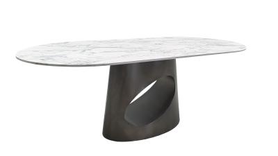 China Italian Modern Luxury Sintered Stone Marble Metal Base Kitchen Dining Table Chair Set for Hotel Apartment Villa for sale