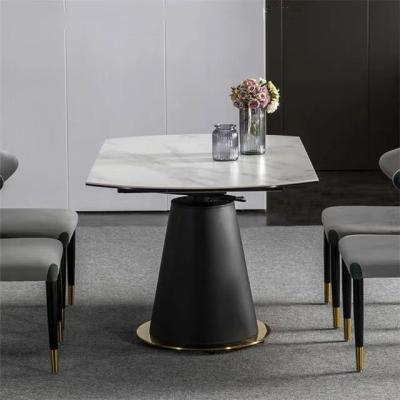China Home Design Dinning Table Set 8 Chairs Dining Room Furniture Extendable Round Marble Dining Table Set for sale
