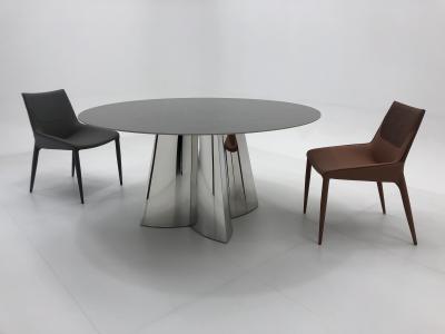 중국 미니멀리스트 현대 식탁 세트 가정용 대리석 스톤 탑 스테인레스 스틸 베이스 4 6 8 인승 라운드 소결 스톤 판매용