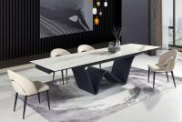 China Modern Extension Rectangular Dining Table 140/200x90x75 cm Ceramic Marble Top Metal Legs for sale