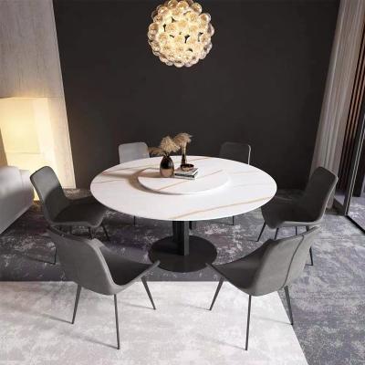 China Modern Luxury Cheap Home Restaurant Furniture Dining Tables Set and 6 Chairs Sintered Stone Top Dining Room Set for sale
