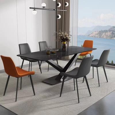 China Modern Simple Stone  Dining Table Set High-End Home Furniture with Metal Chairs for Apartment and Hotel Dining Rooms Furniture for sale