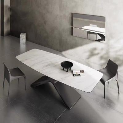 China Modern 6 Seater Dining Table Set 8 Seater Sintered Stone Rectangular Dining Table for Kitchen Living Room Restaurant Furniture for sale