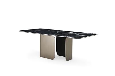China Custom Modern White Kitchen Furniture Dining Room Set Sintered Stone Rectangular Dining Room Table Set for sale