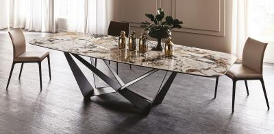 China Modern Luxury Metal Base Sintered Stone Top Table 6 Seater 8 Seater 10 Seater Dining Table Home Furniture Dining Room Table Sets for sale