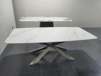 China Italian Style Modern Marble Ceramic Top Extendable Dinner Table Set Artificial Marble Expandable Dining Table for sale