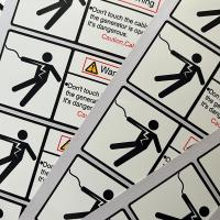 China Custom Waterproof Square Vinyl Warning Stickers 100mm Removable Adhesive for sale