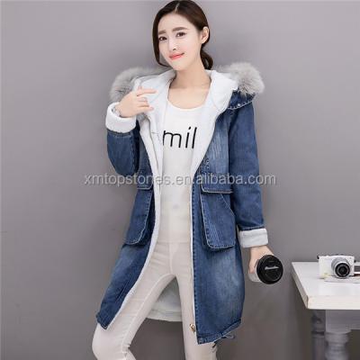 China Breathable All-match Hoodie Jeans Jacket Thicken Cotton Denim Women Coat for sale