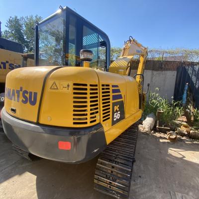 China Used Komatsu PC56 Mini Excavator 5.5 Ton Crawler Digger with 5300kg Working Weight and 0.055 - 0.22m³ Bucket Capacity for sale