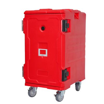 China User Friendly Thermos Food Carrier 120L 5 Layers  Insulated Food Pan Carrier Wheels Red for sale