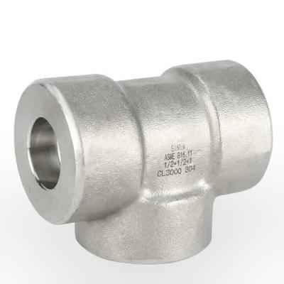 China Alloy Steel Tee ASME B16.11 Forged Socket Weld Equal Tee Alloy Steel Pipe Fittings for sale
