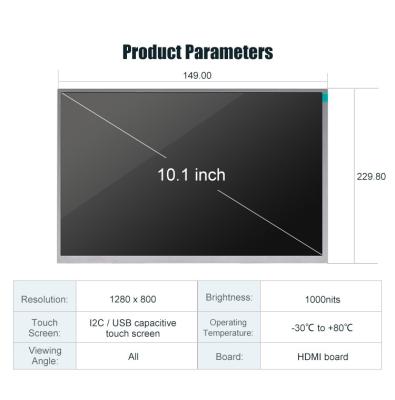 Cina Risoluzione LCD industriale a 10,1 pollici di TFT 1280x800 dello schermo di visualizzazione in vendita