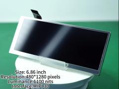 6.86 Inch High Brightness LCD Display Module MIPI 1100 Nits 480*1280 Resolution