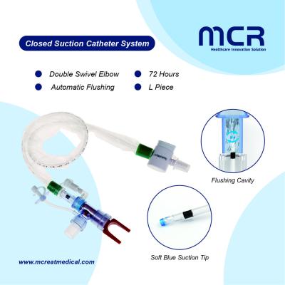China Protective Sleeve Design Double Swivel Closed Suction Catheter with Auto Flushing for Endotracheal Tubes for sale