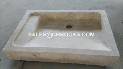 China Beige travetine bathroom sinks, travertine vessel sinks, rectangle bath basin, stone wash bowls for sale