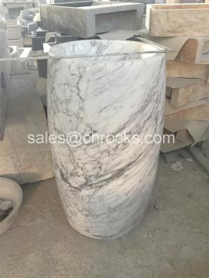 China Carrara Marble pedestal sinks, White marble standing basin, Marble bathroom sinks for sale