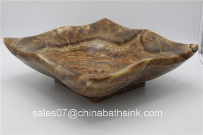 China Browm Onyx square bathroom sinks wash basin for sale