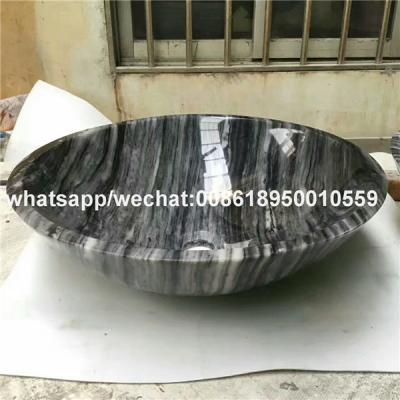 China Ancient Wooden Marble round bathroom vessel sinks round wash basin for sale
