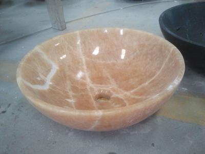 China yellow onyx bathroom round sink honey onyx round wash basin for sale