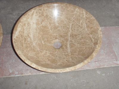 China Light Emperador Marble Bath Round Sink Stone Wash Basin for sale