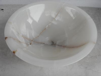 China White Onyx Bath Simple Round Sink Stone Wash Basin for sale